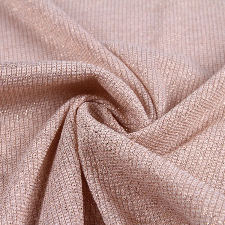 Best Sell Yarn Dyed 2*2 Rib Metallic Lurex Fabric Roll