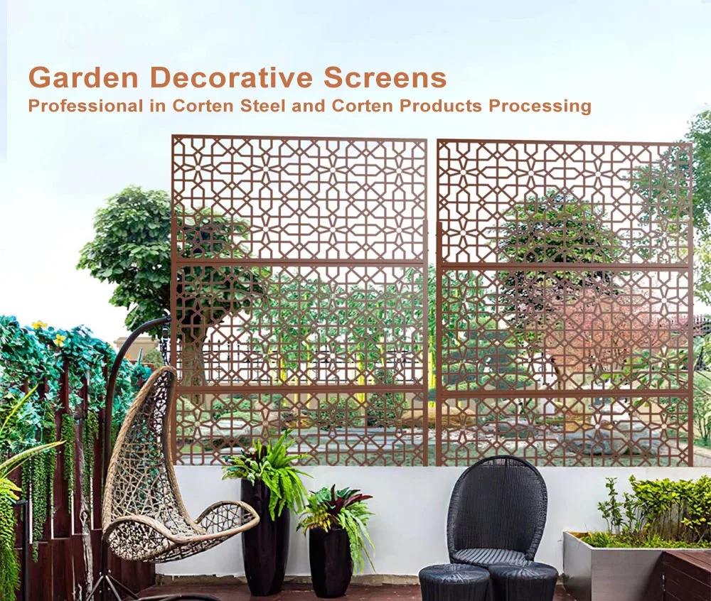 Custom Pattern Flower Planter Iron Corten Steel Metal Sliding Wall Home ...