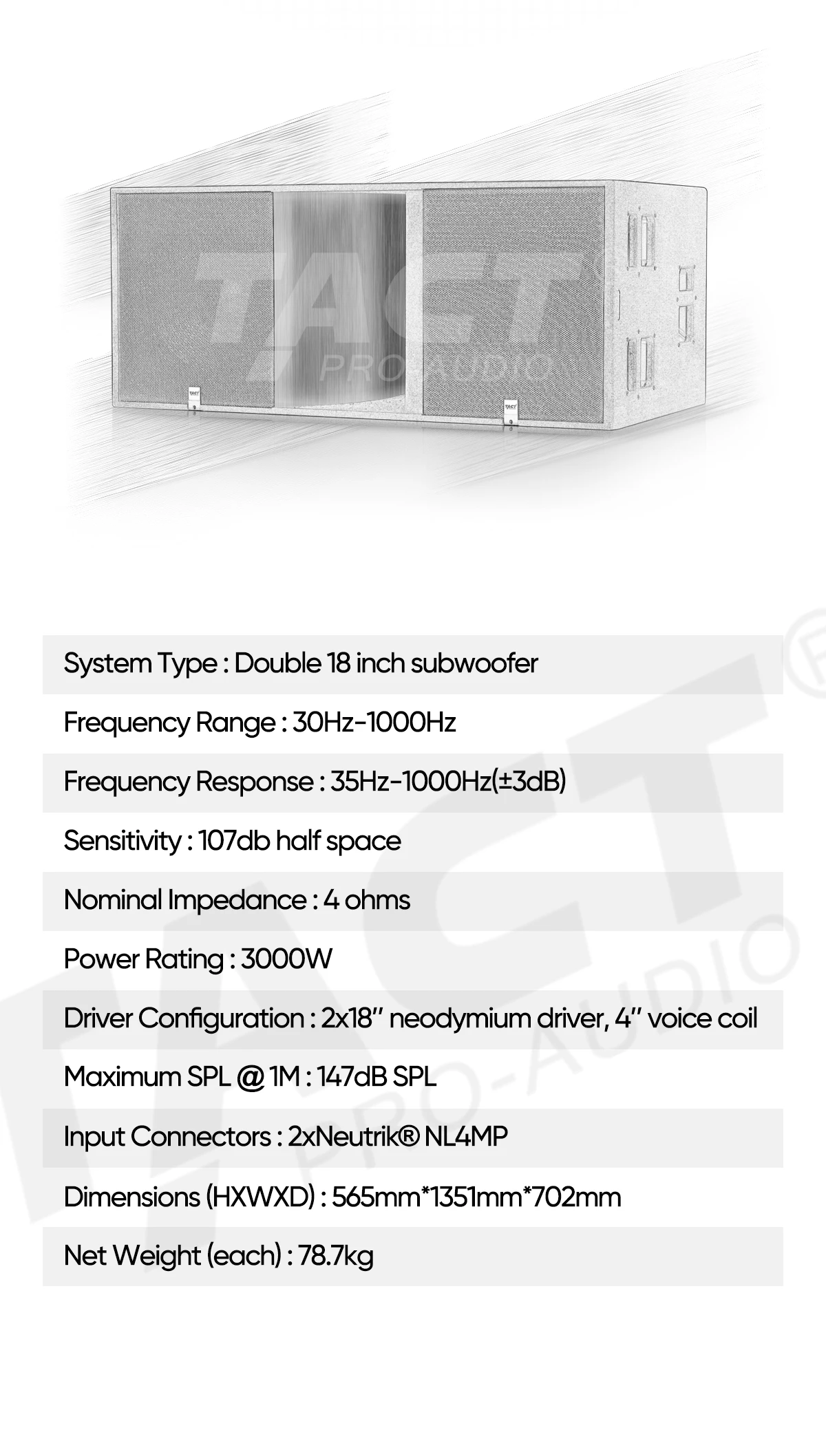 TACT Dual 12 Inch 3-Way Line Array Speaker - Outdoor Pro Sound