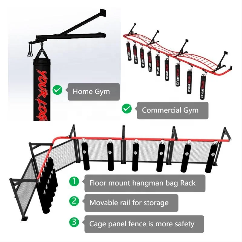 Double End Boxing Punching Bag Rack - Heavy Duty Wall Mount