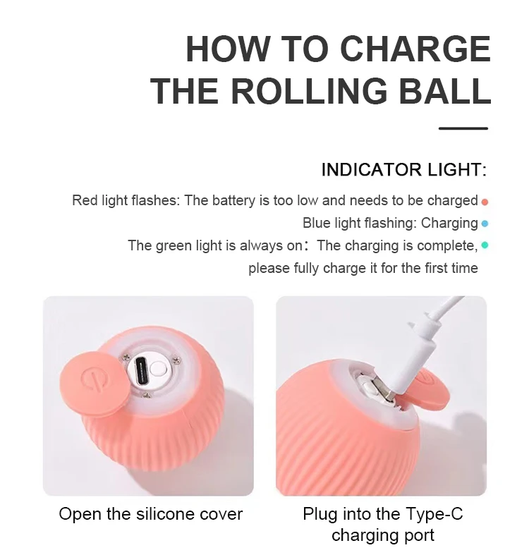 New Smart Electric Cat Ball Interactive Cat Toy Abs Silicone Material ...