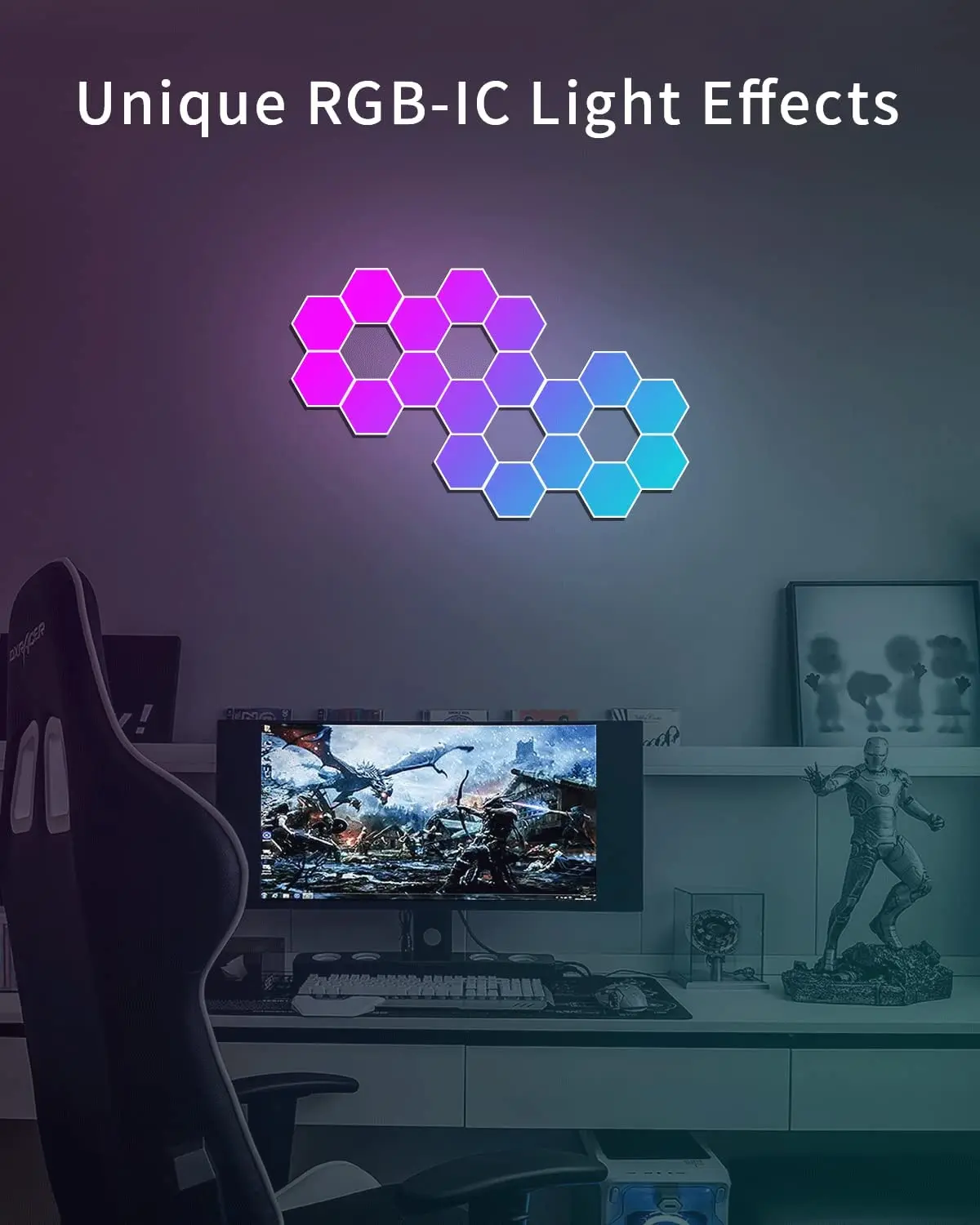 Modern 6pcs Honeycomb Smart Home Lights - RGB LED Control