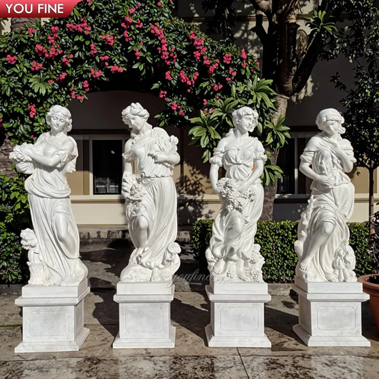 Classical Garden Sculpture - White Marble Four Season Goddess Statue