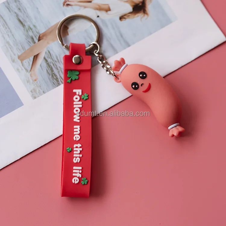 Cartoon Ham Sausage Keychain Bag Pendant Sausage Smile Cute Keychain ...
