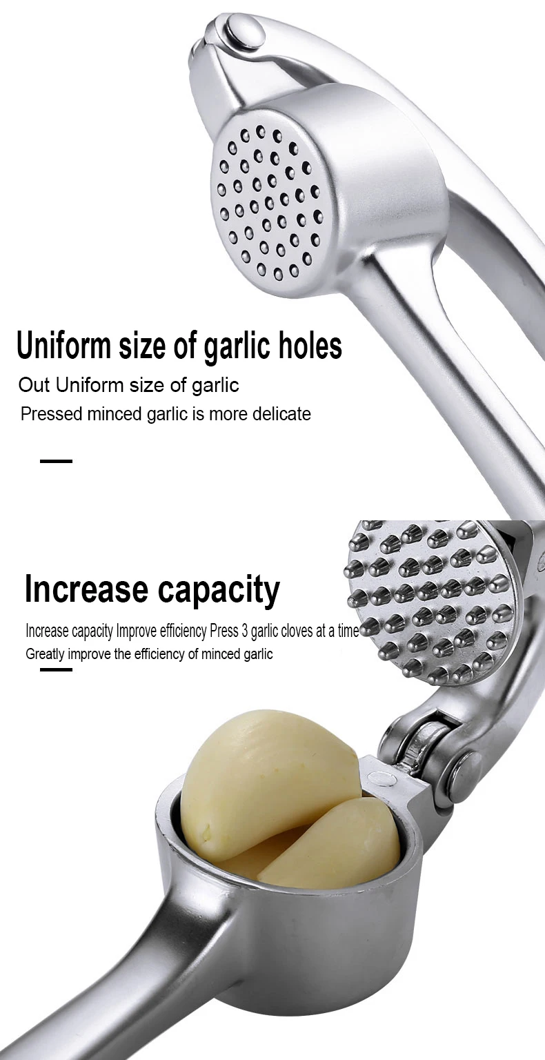 Garlic Mincer Set Of 3 With Silicone Roll Peeler & Cleaning Brush ...