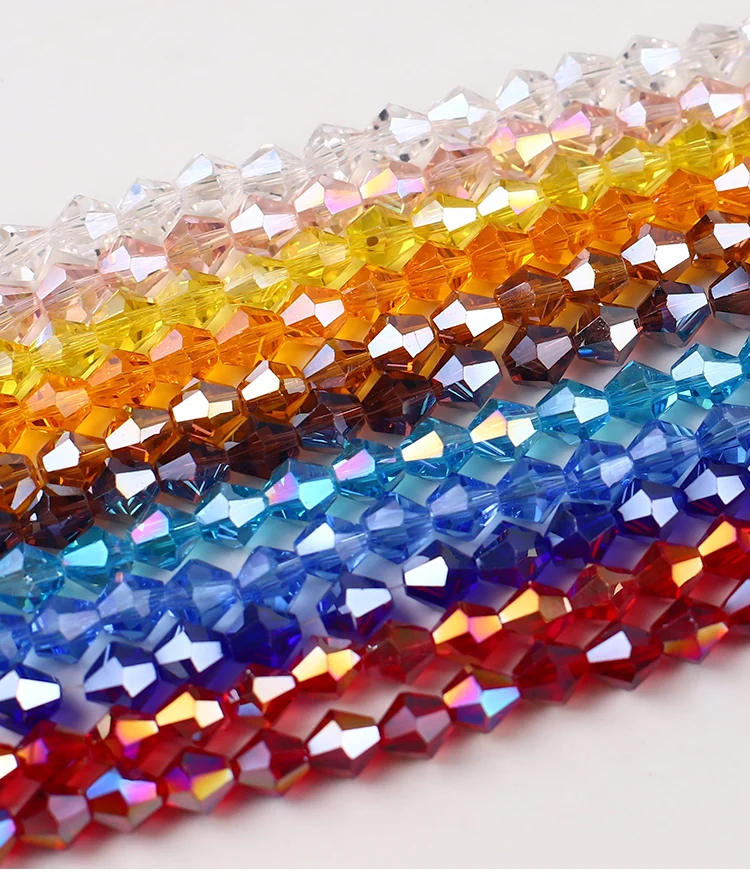 Bestone Glass Beads - Faceted Bicone Crystals for DIY