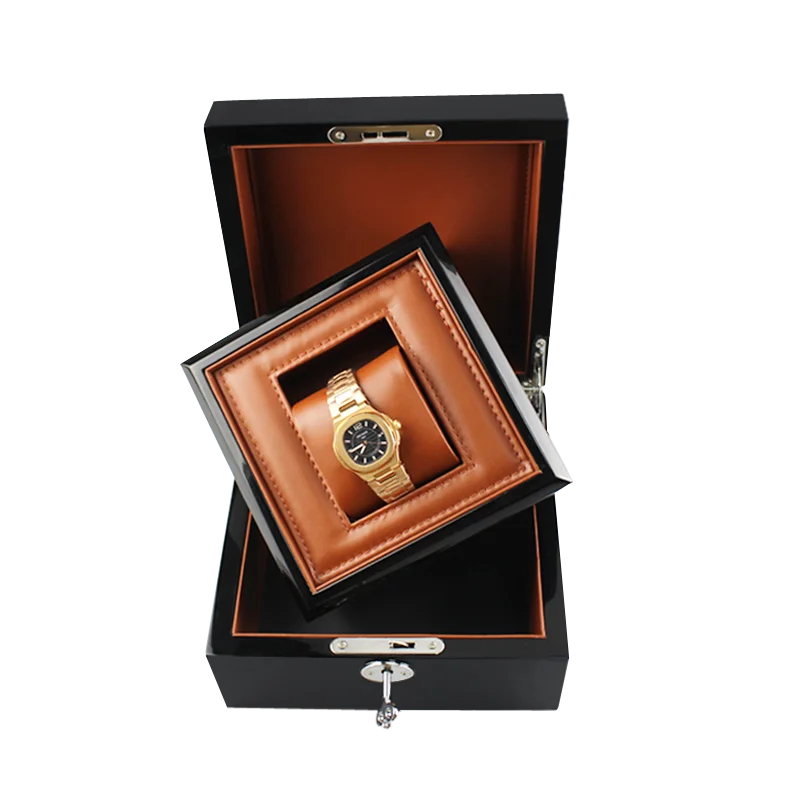 High-grade Piano Lacquer Mdf Pu Leather Black Storage Watch Packaging ...
