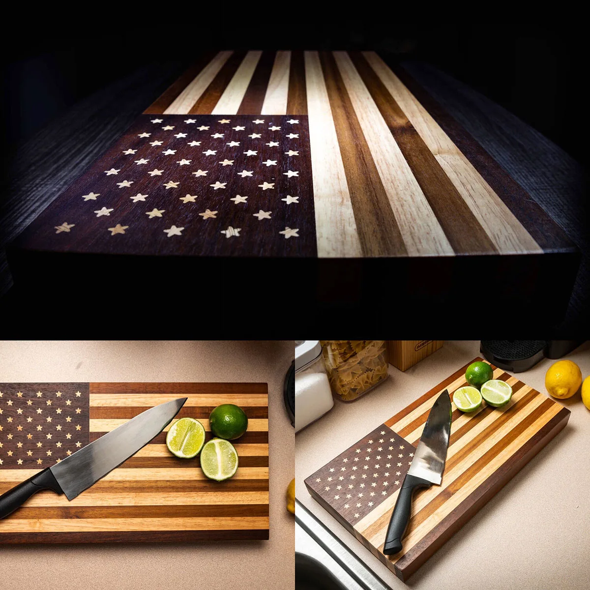 Acacia Hand Crafted Us Flag Beech Butcher Chopping Cutting Block Board ...