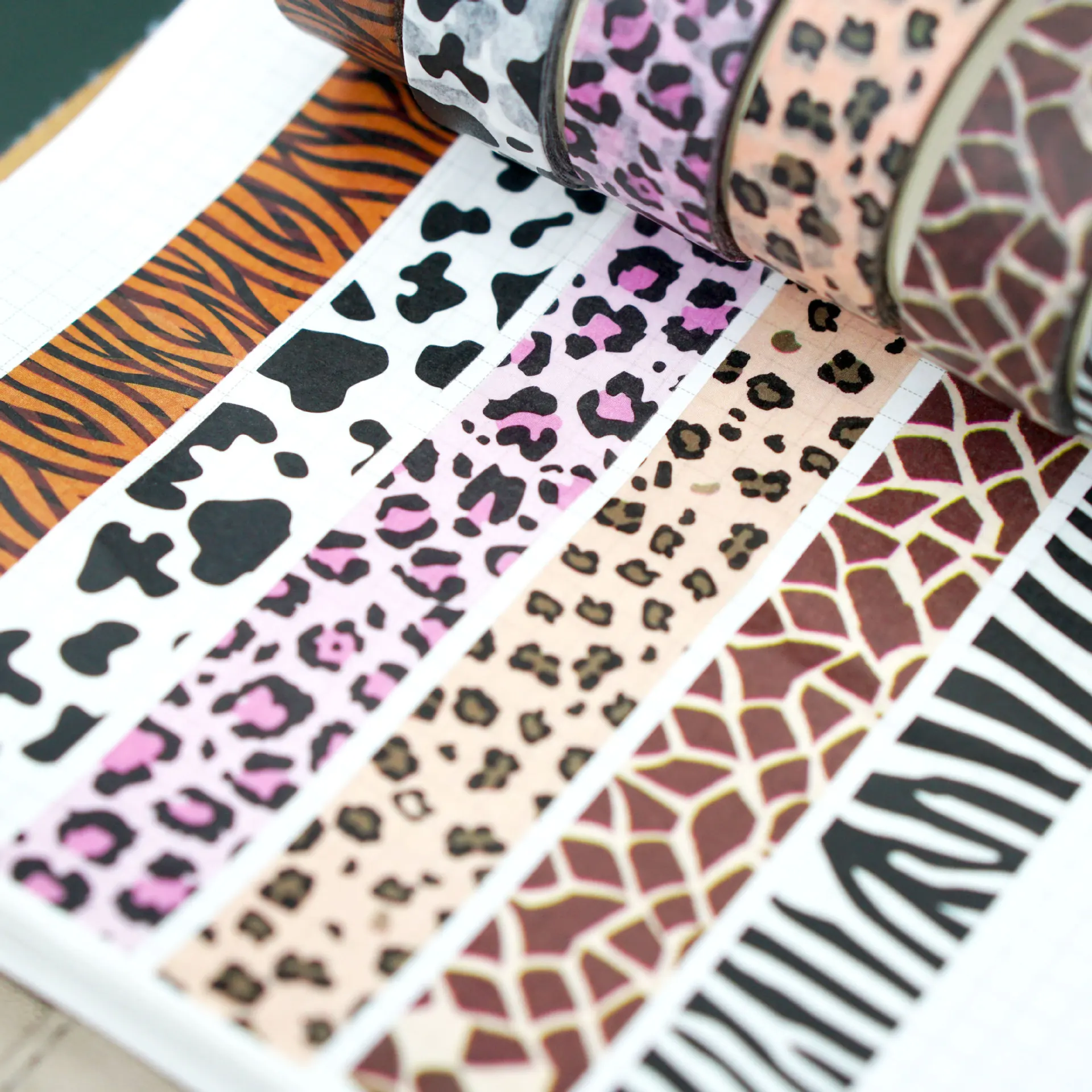 New Animal Pattern And Paper Tape Creative Leopard Tiger Giraffe Cow ...
