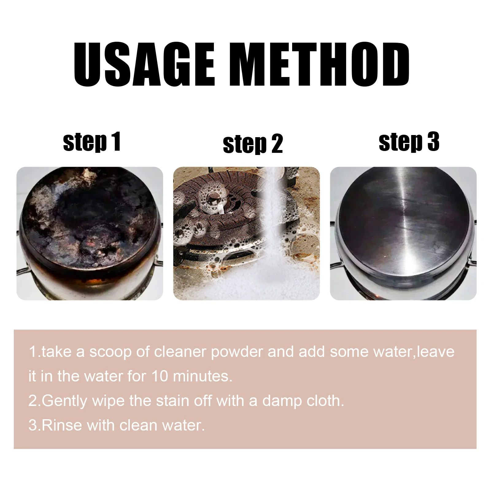 Stainless Steel Cleaning Powder Home Pot Bottom Burnt Rust Removal ...