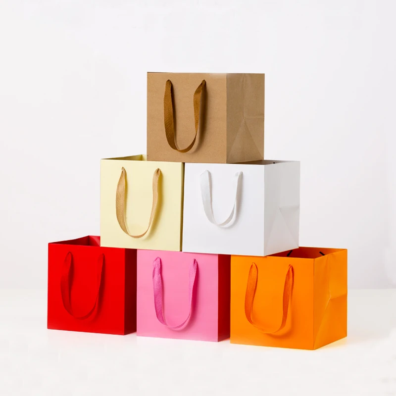 Large square bottom cake takeaway bag flower packing bag shopping gift ...