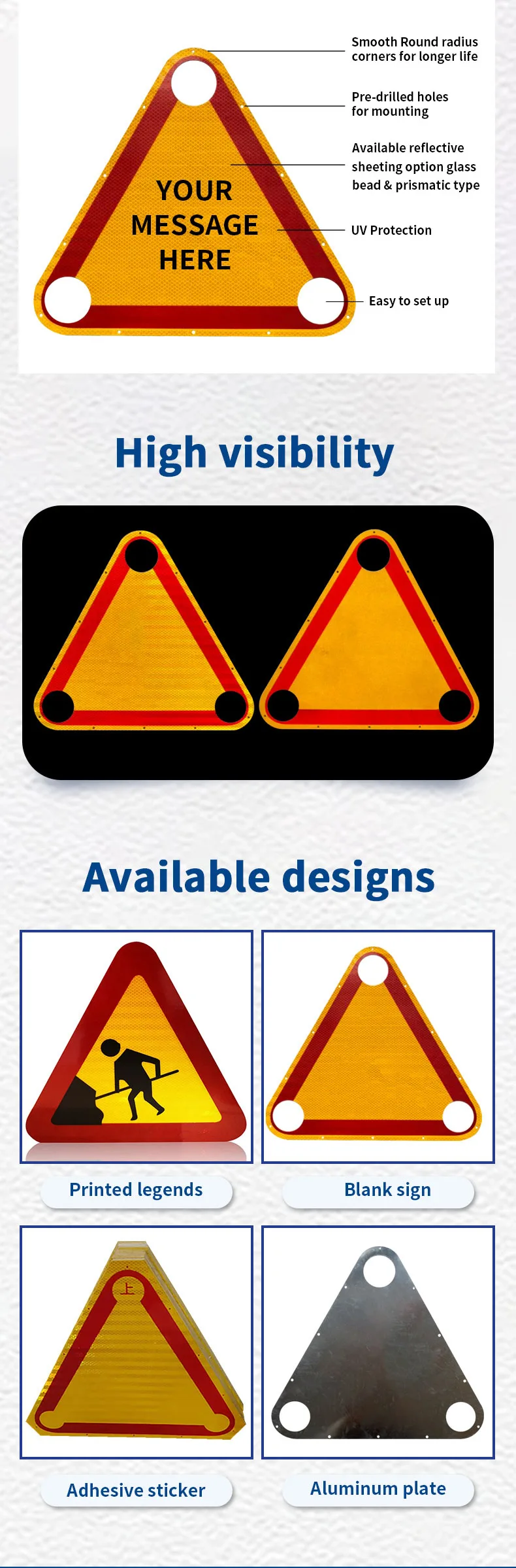 Triangle Reflective Sticker Danger Sign Safety Warning Reflective Sign Traffic Signs Safety ...