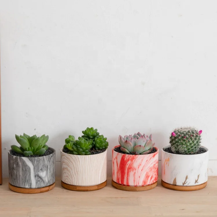 Nordic Marble Patterns Plant Pots - Durable Ceramic