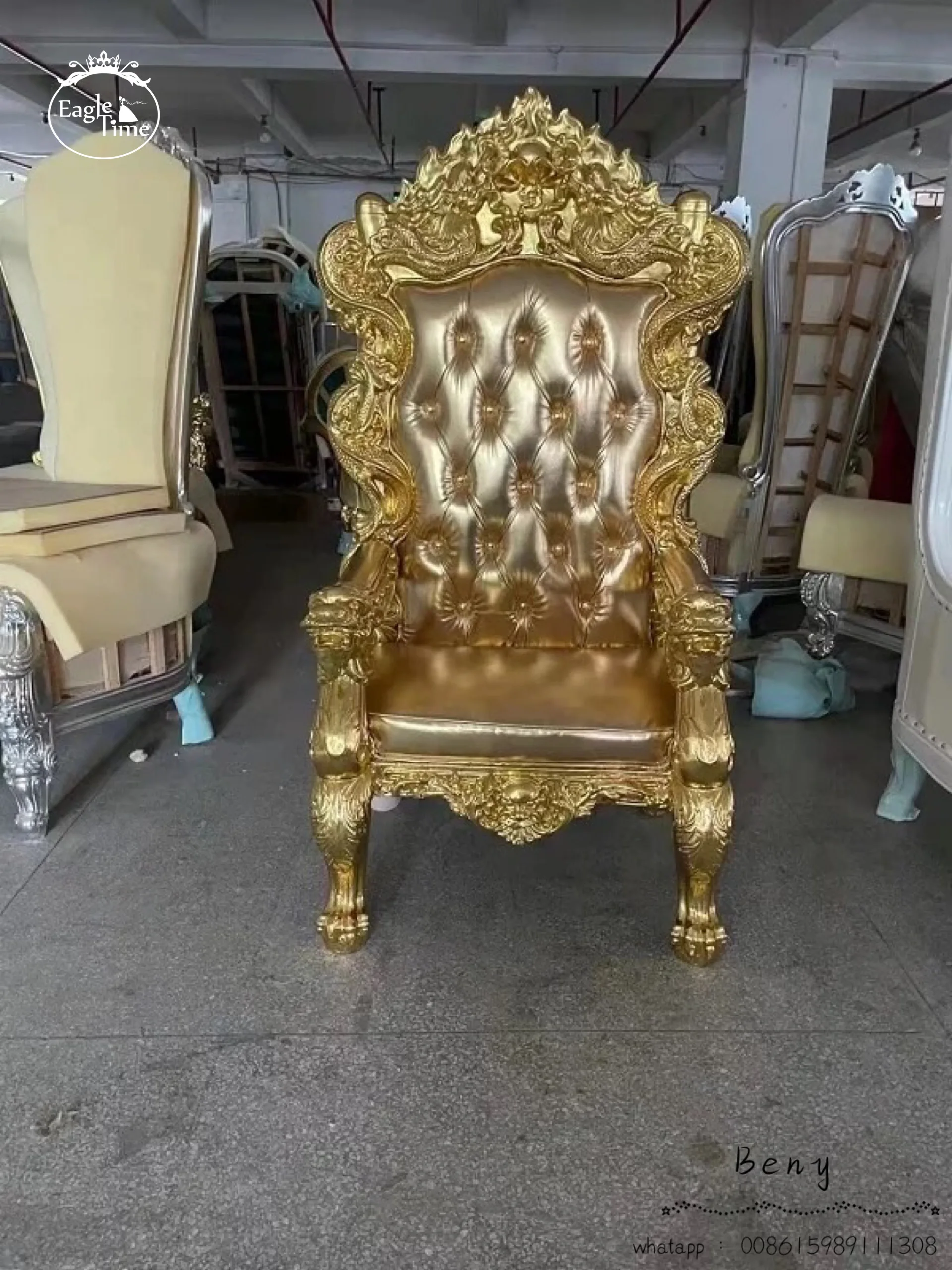 Light Luxury Royal Style King Throne With Armrests High Lean Wedding ...