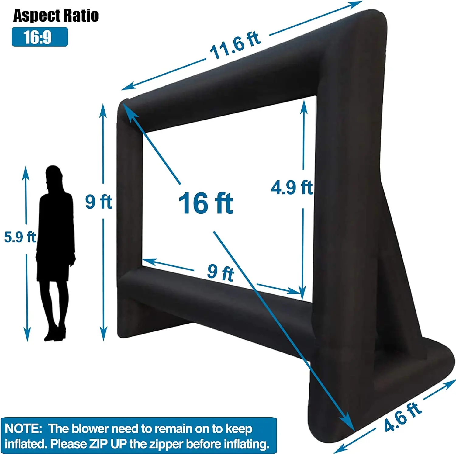 14ft 16ft 20ft 24ft Inflatable Projector Screen for Outdoor