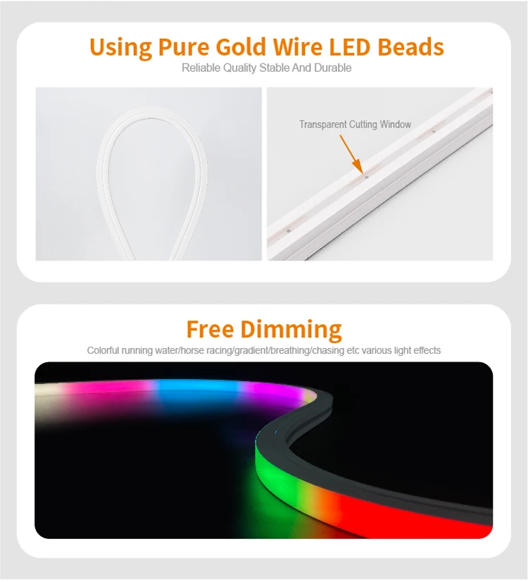 1615 DC24V DMX512 Dazzling Color Waterproof IP67 RGB Neon Silicone ...