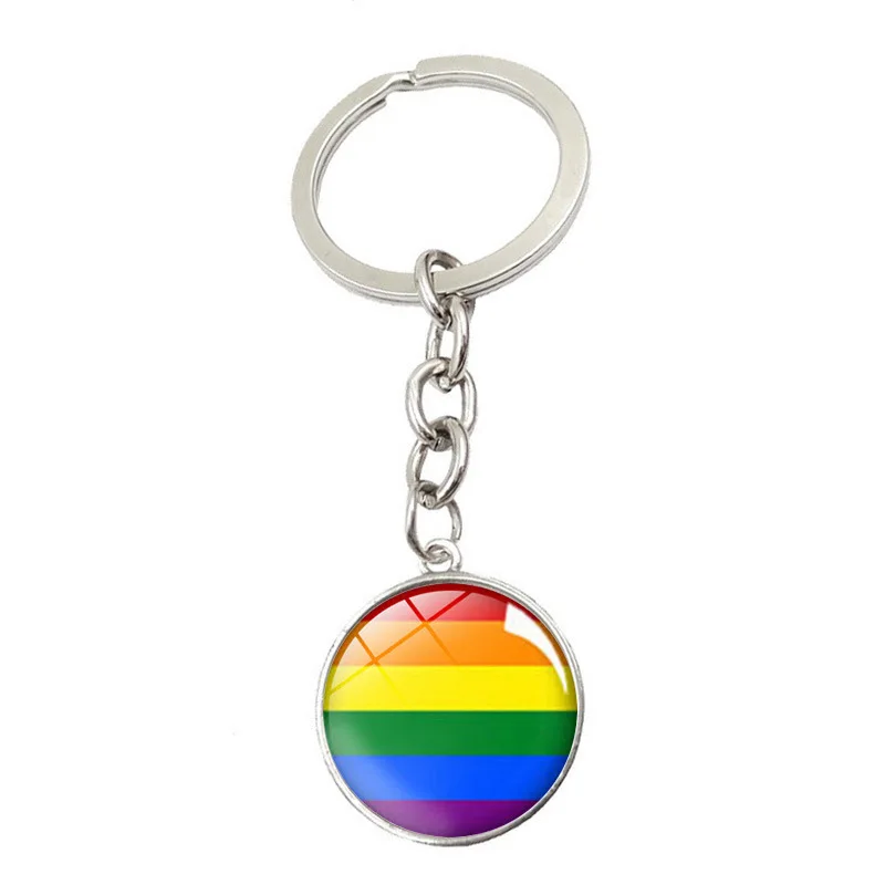 New Gay Pride Rainbow Gay Pride Time Gemstone Keychain Pendant Metal ...