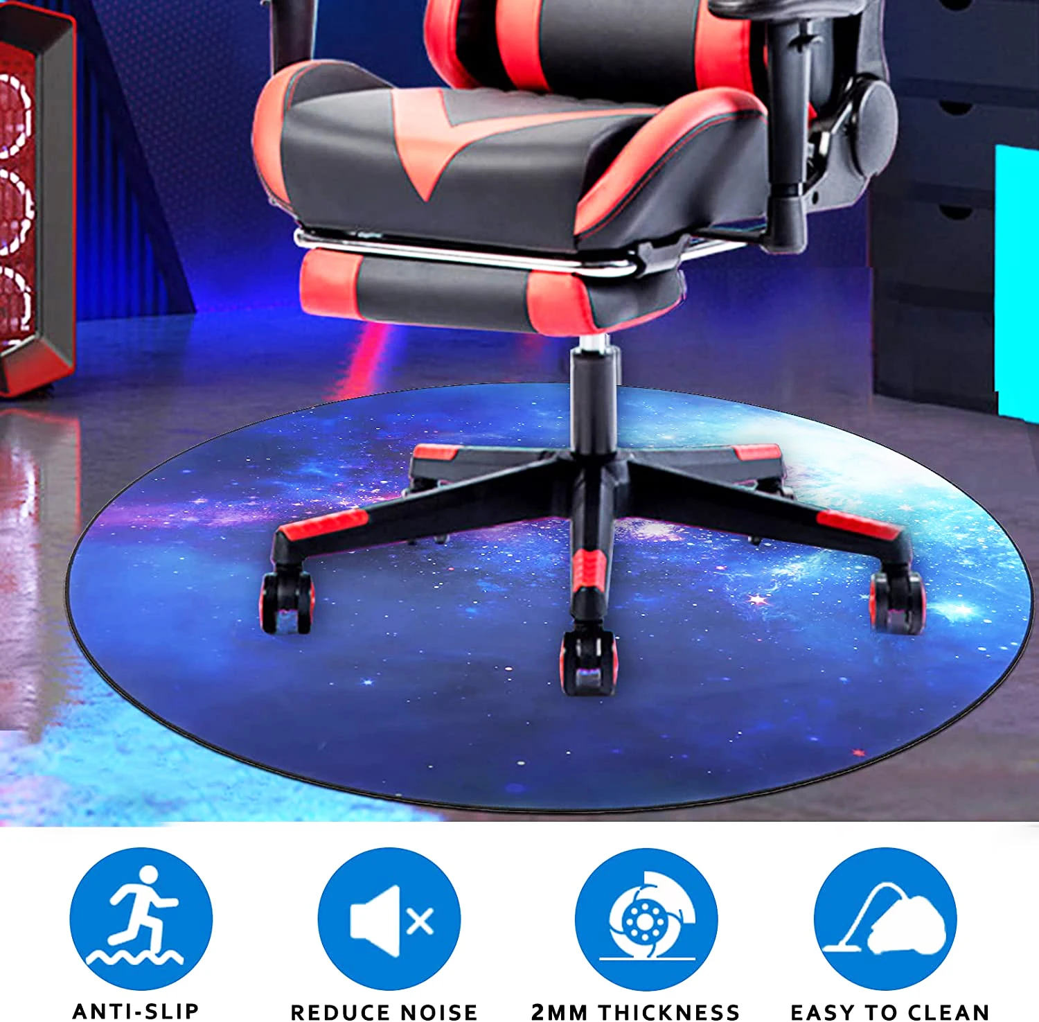 Gaming Chair Floor Mat Diameter 47 Inch Round E-sport Gaming Floor Mat ...