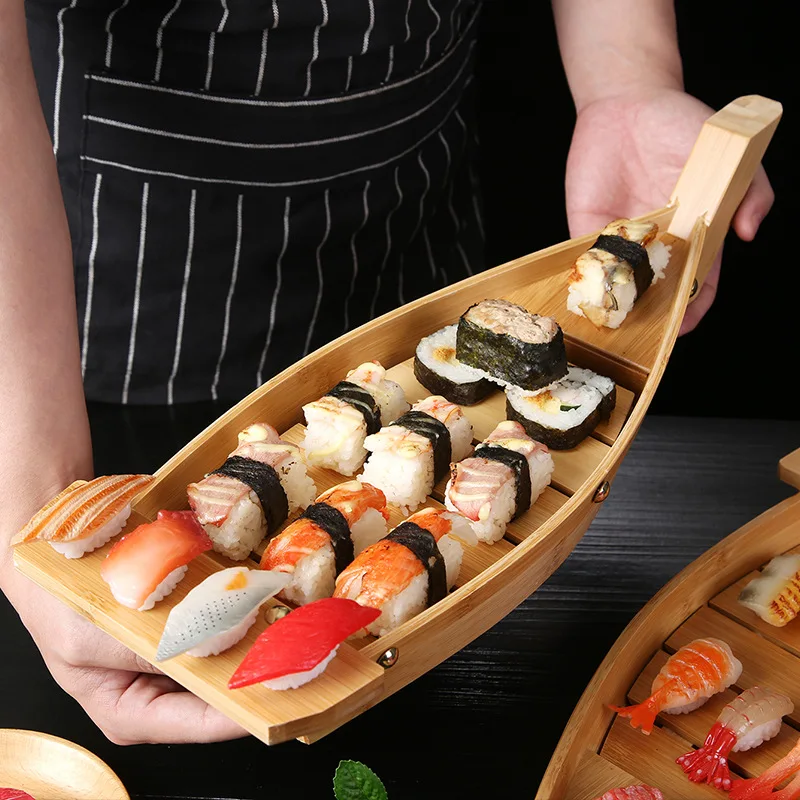Wooden Sushi Boat Serving Tray Large Sushi Boat Plate For Sashimi Board ...