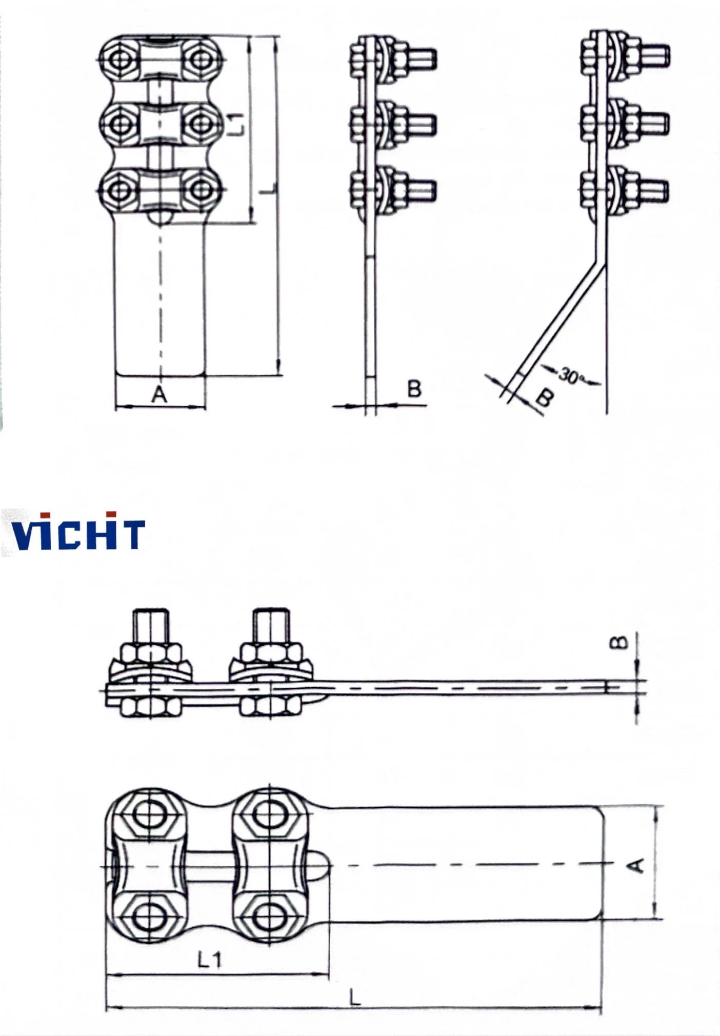 Custom SLG Series Bolt Aluminum Cable Clamp Bimetallic Transition ...
