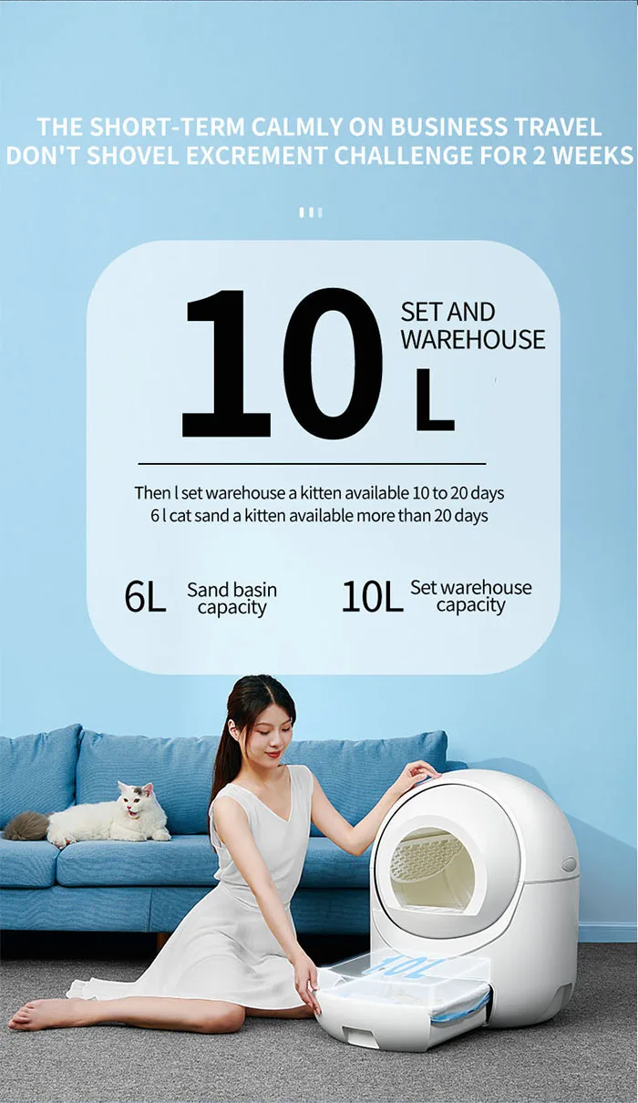 Extra Large Plastic Automat Smart Cat Litter Box Jumbo Self-cleaning ...