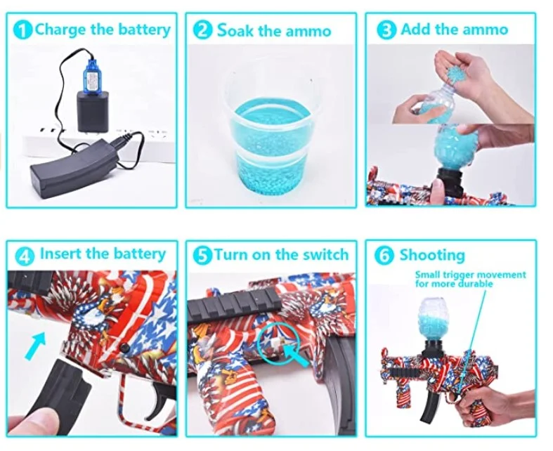 Gp Fn703 M416 Water Gel Ball Bead Blaster Gun Toys Splatter Ball Gun ...