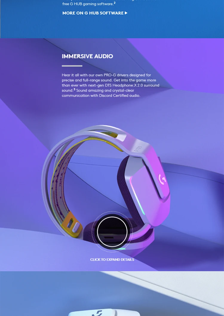 Logitech G733 Wireless RGB Gaming Headset - Immersive Audio