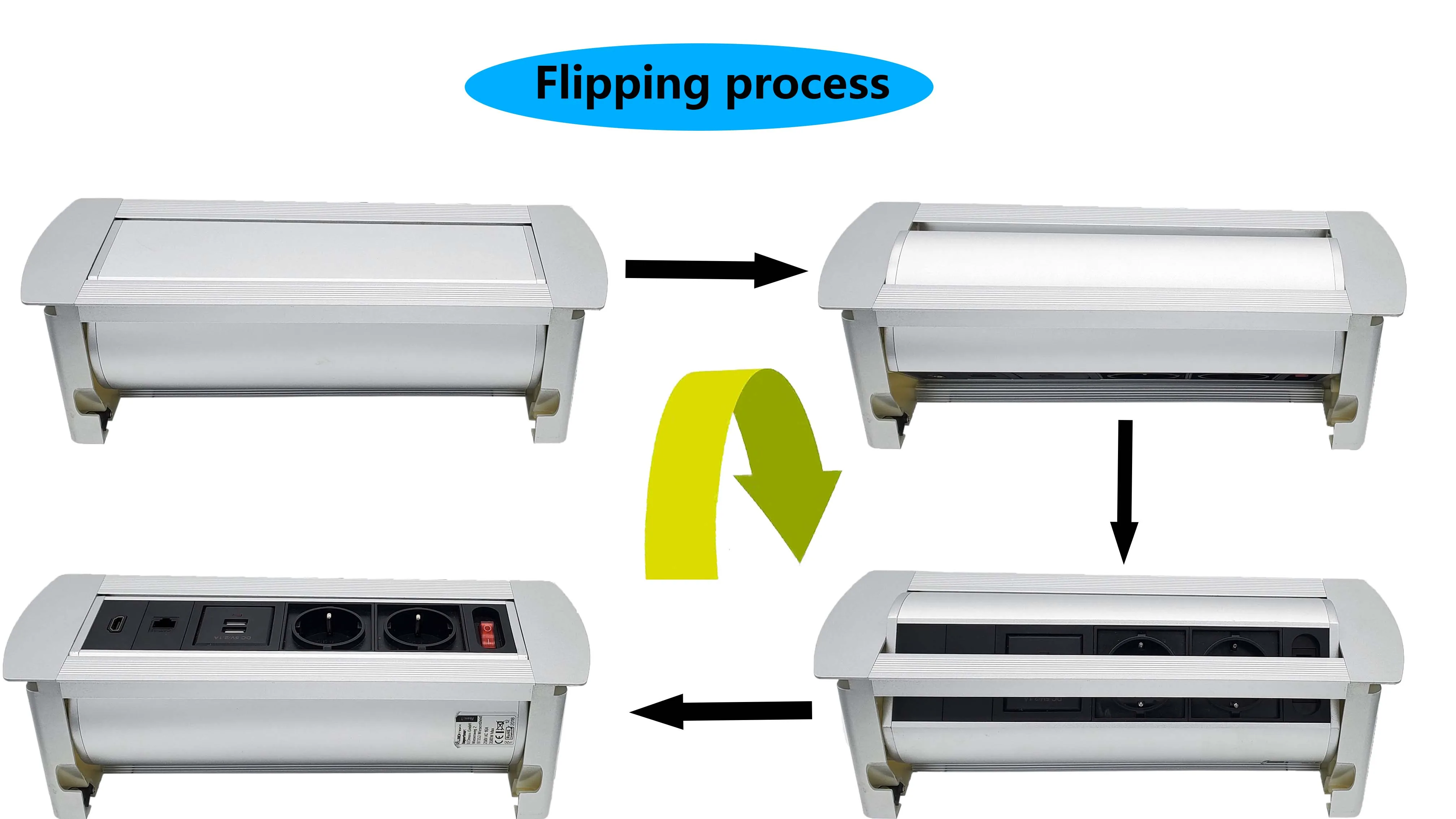 BNT Flushed Mounted Office Table Brushed Aluminum Alloy Tabletop Socket ...