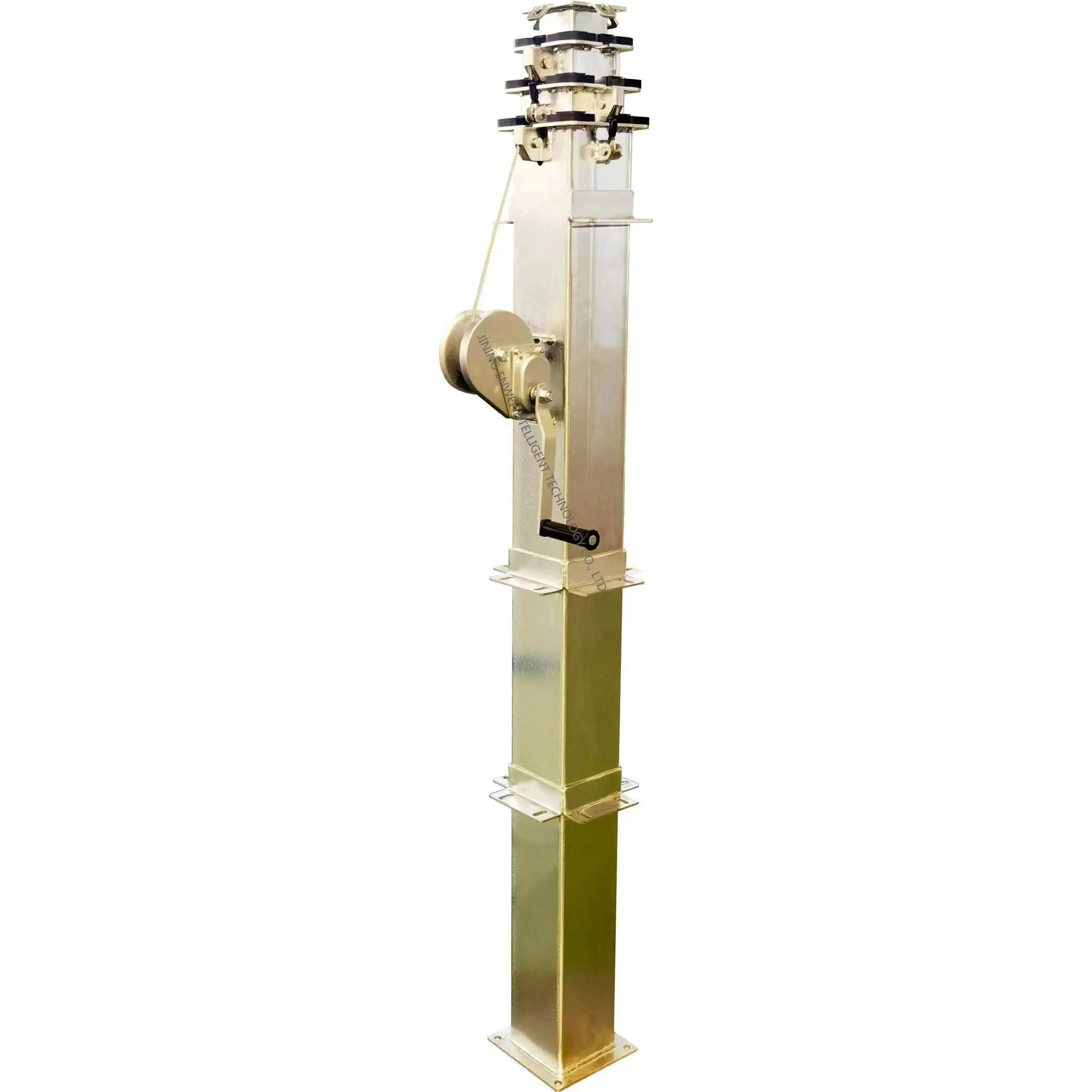 Square manual lifting telescopic mast for mobile light tower pole 6m 7m ...