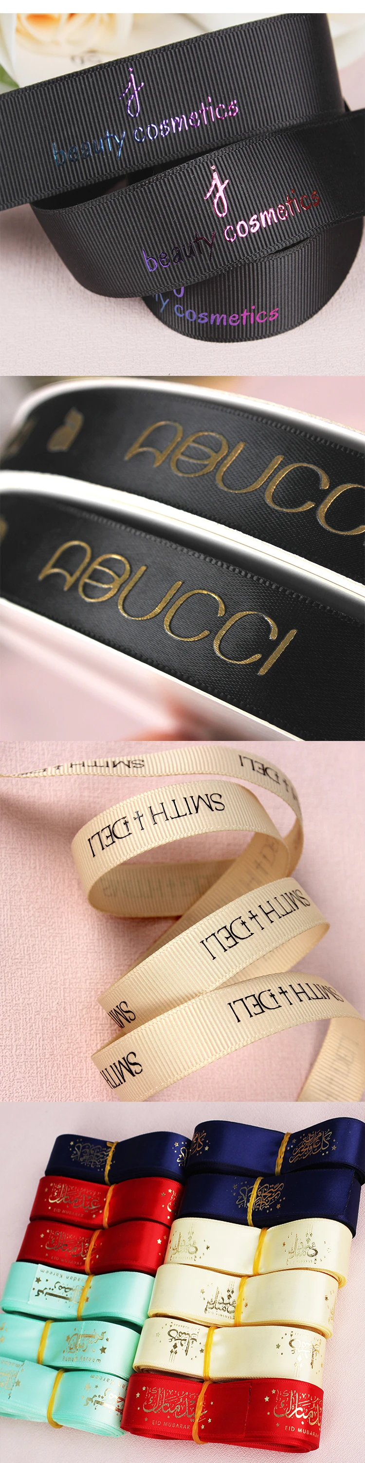 Customised Logo Packaging Decorations Wired Ribbon Gifts Crafts Printed ...