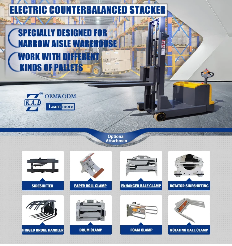 Electric Pedestrian Balanced Stacker Dc Motor Counterbalanced Walkie ...