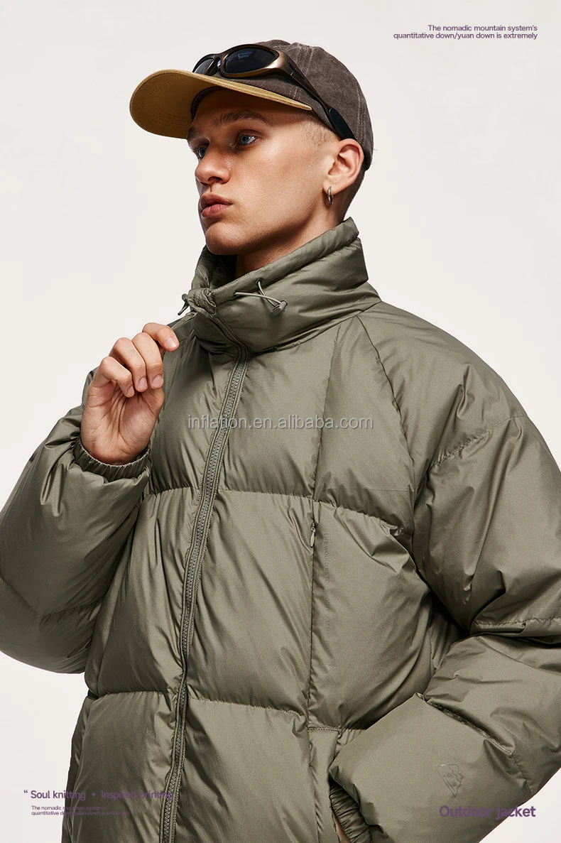 Inflation 90% Duck Down Puffer Jacket Stand Collar Outdoor Winter Blank ...