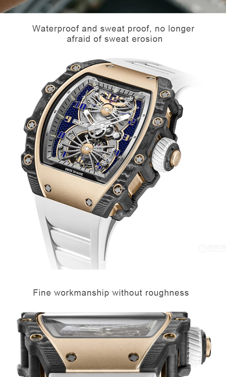 25mm Soft Nature Silicone Rubber Watchband For Richard Mille Watch ...