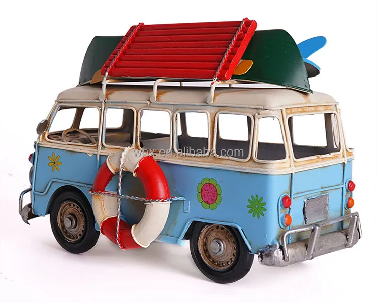 Iron Bus Figurines - Vintage Metal Miniatures for Home