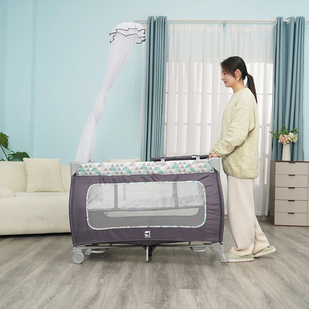 Cool Baby 2024 New One-step Folding Baby Crib Double Layer Deluxe ...