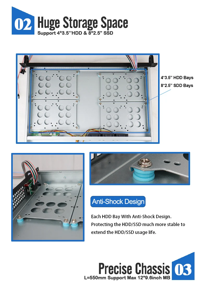 Standard 1u 19 Inch Rack Mount Computer Chassis With Huge Storage Bays ...