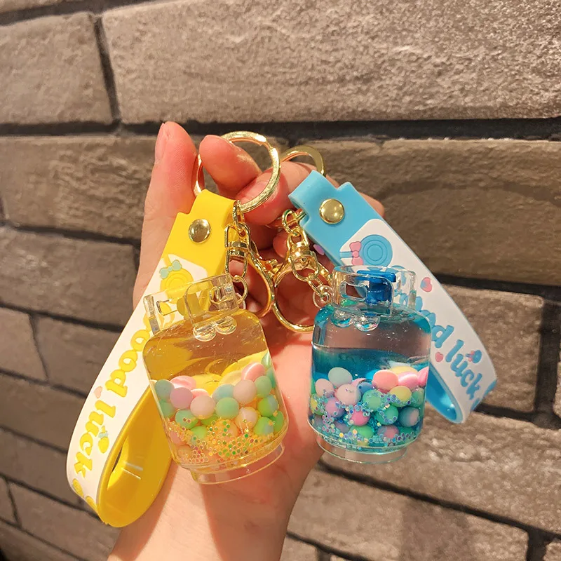 New Arrival Pearl Milk Tea Cup Liquid Keychain Boba Custom Liquid ...