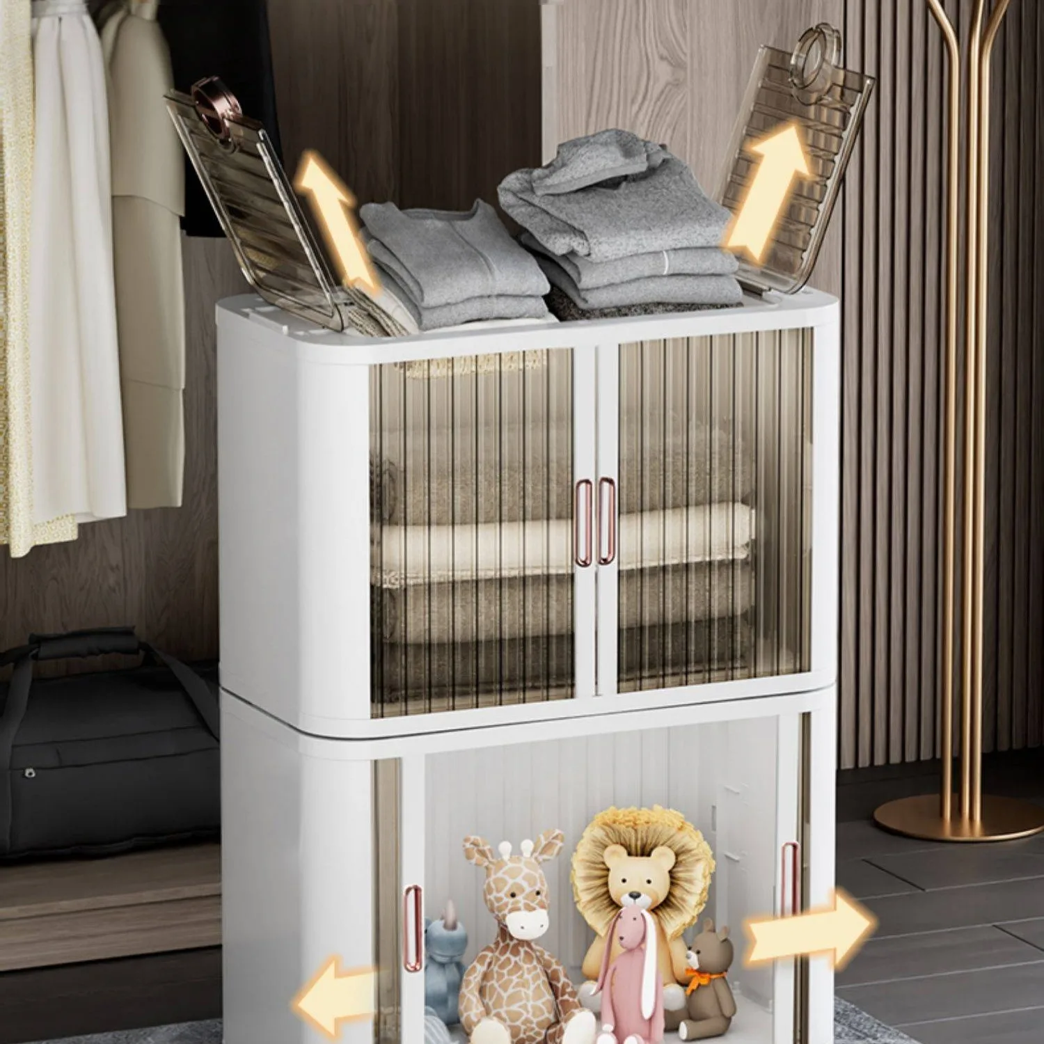 Multi Layer Transparent Foldable Bins Organizer Stackable Rolling ...