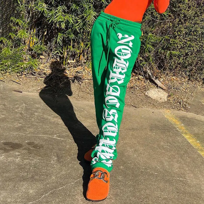 High Quality Multicolored Flared Sweatpants Patch Work Custom Graffiti ...