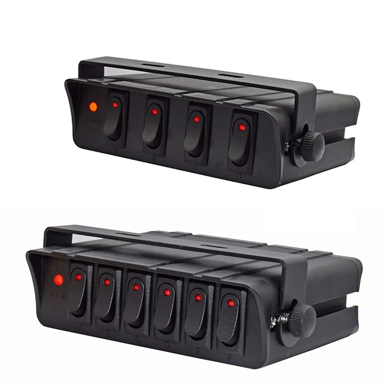 6 Gang Rocker Switch Box 12v Spst On Off Switch Qc 3.0 Usb Charger ...