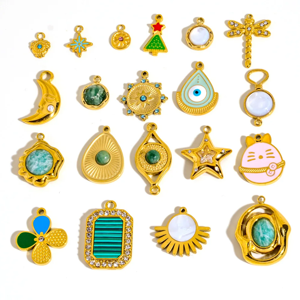 18k Gold Plated Stainless Steel Custom Charm Pendants For Jewelry Oem