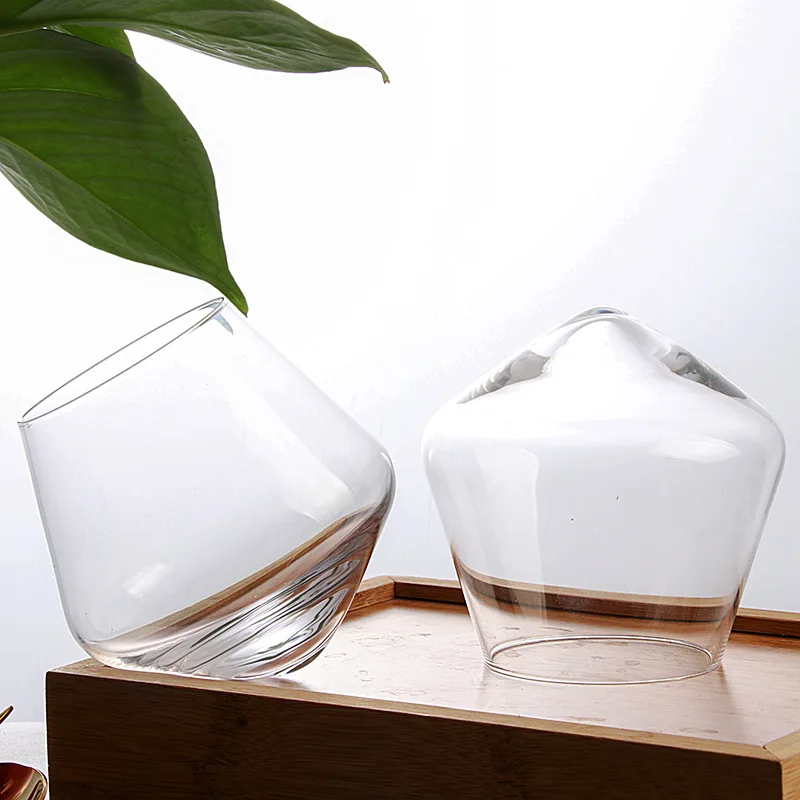 Lead Free Custom Crystal Tilted Slanted Bottom Glasses