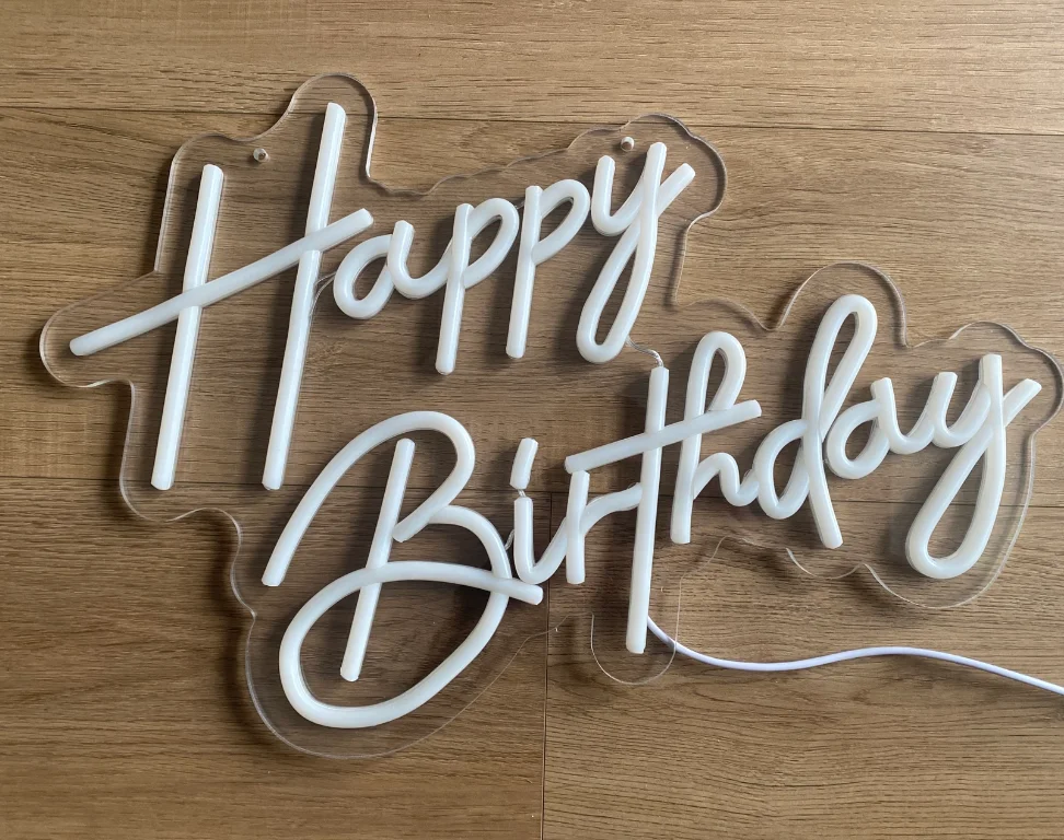 Happy Birthday LED Neon Sign Custom Warm White Light Up Sign for Wall ...
