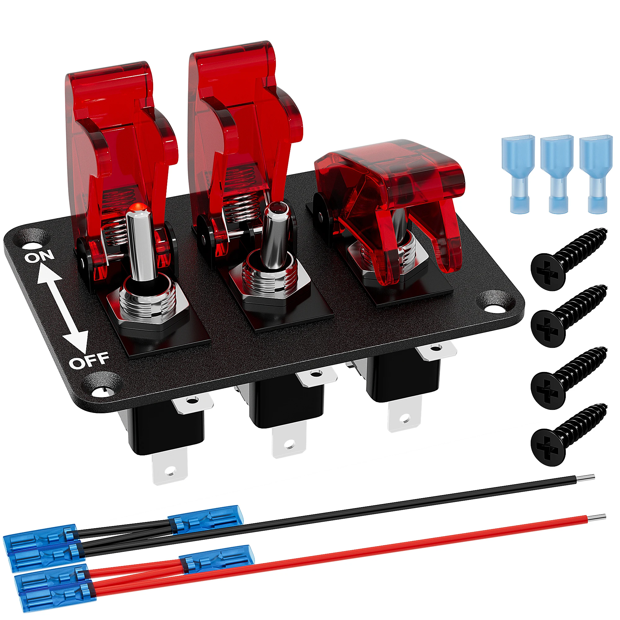 3 Gang Led Light Toggle Switch Panel 3 Pin On Off Race Car Switch Panel ...