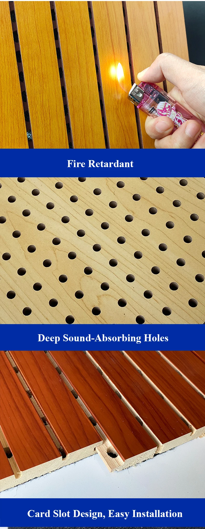 Black 3d Wooden Acoustical Panel Soundproofing Wood Slatted Wall Board ...