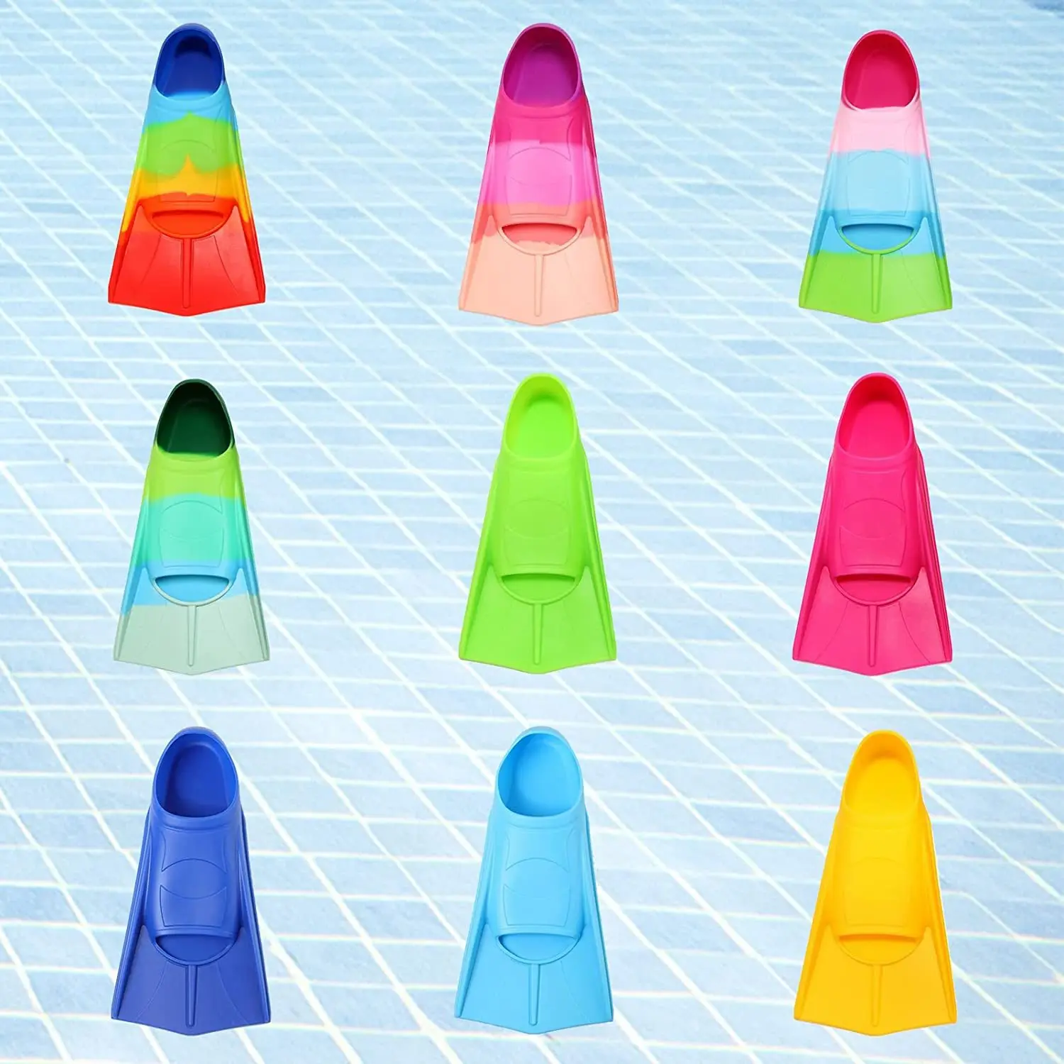 Professional Flippers Silicone Short Flippers Adult Children Swimming ...