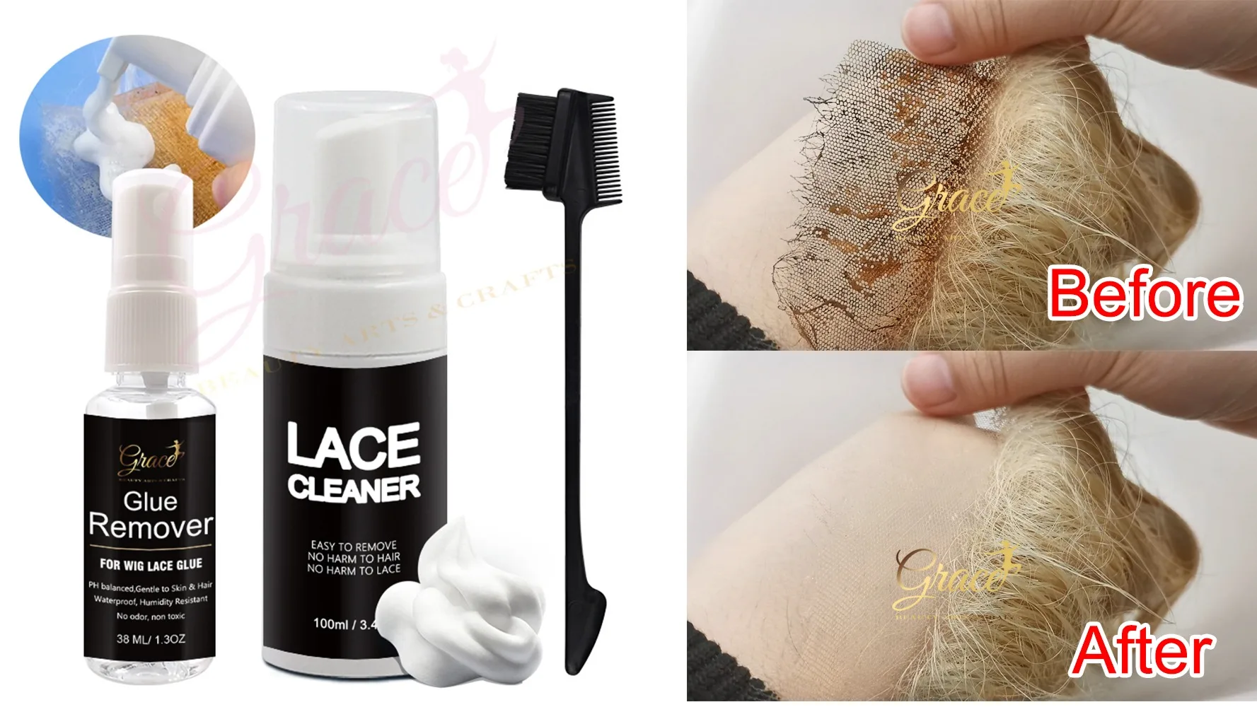 Fast Glue Remover Gentle Foam Cleaning And Renew Wig Hair System Lace ...
