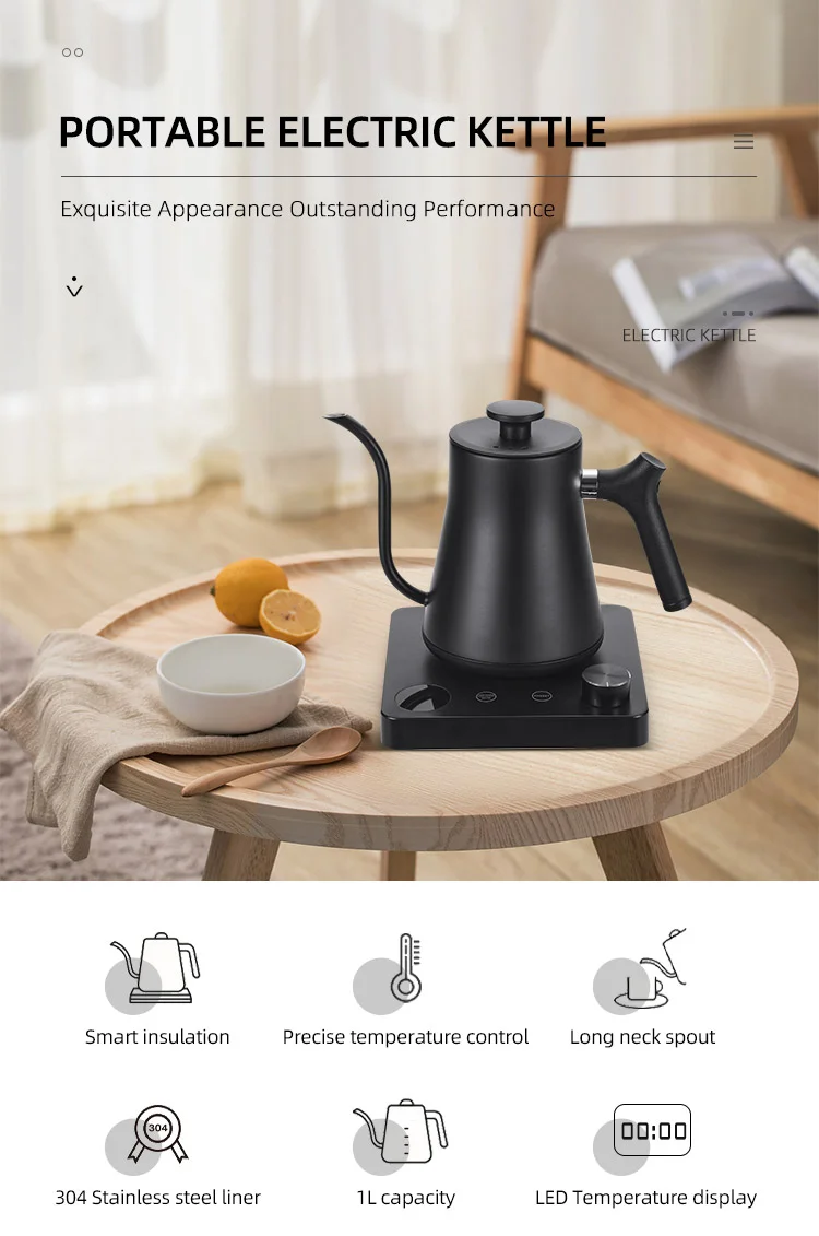 Hotel Home Electric Kettle,Office Gooseneck Led Temperature Display ...