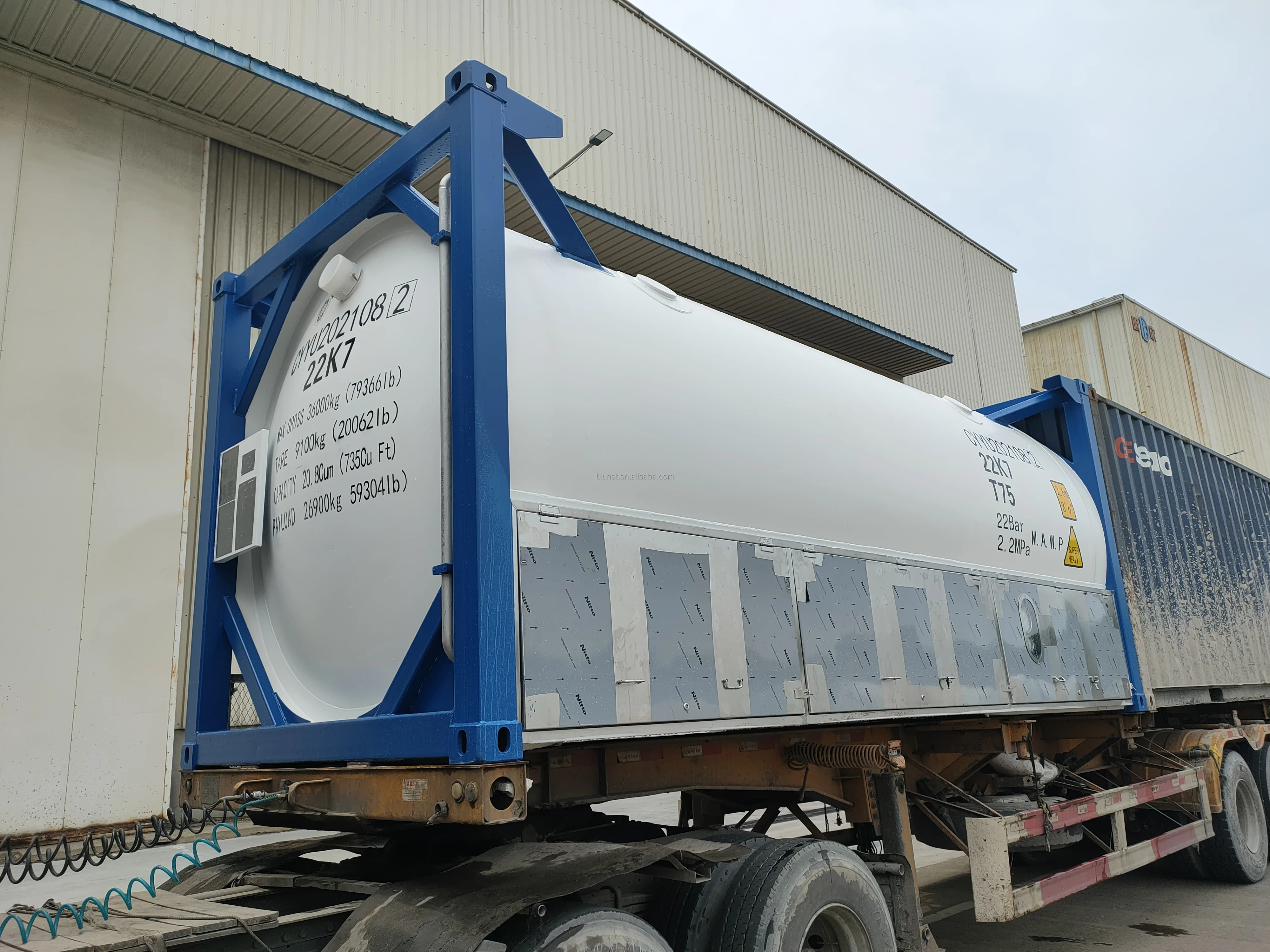 20ft 22k7 Iso Tank Containers For Liquid Oxygen,Nitrogen,Argon,Co2 ...