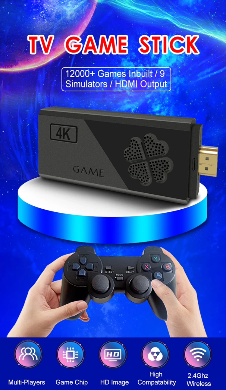 Hot M8 M8II 4K Game Stick - 10000 Games, 64GB Memory